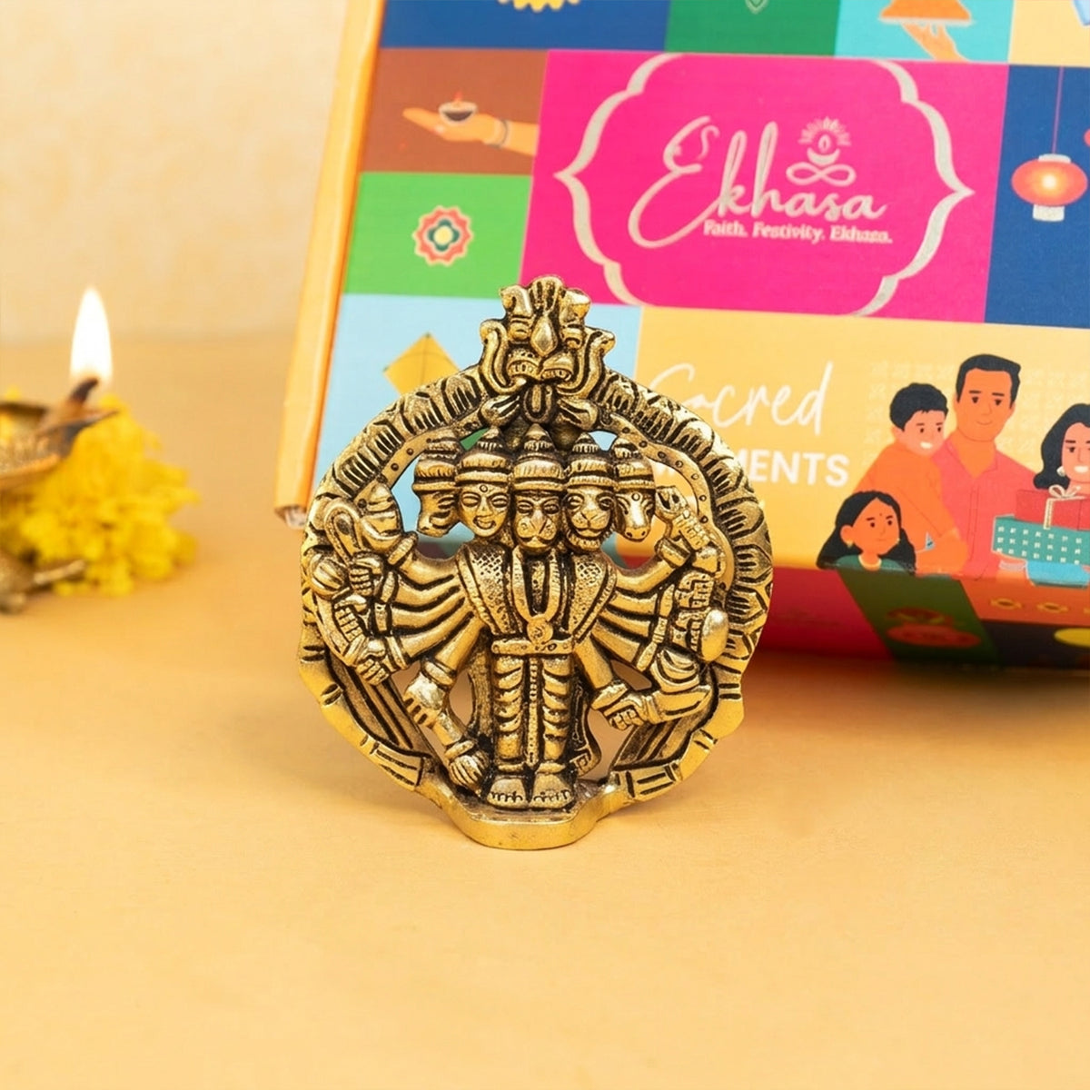 Brass Panchmukhi Hanuman Idol with Gift Box for Housewarming, Wedding ...