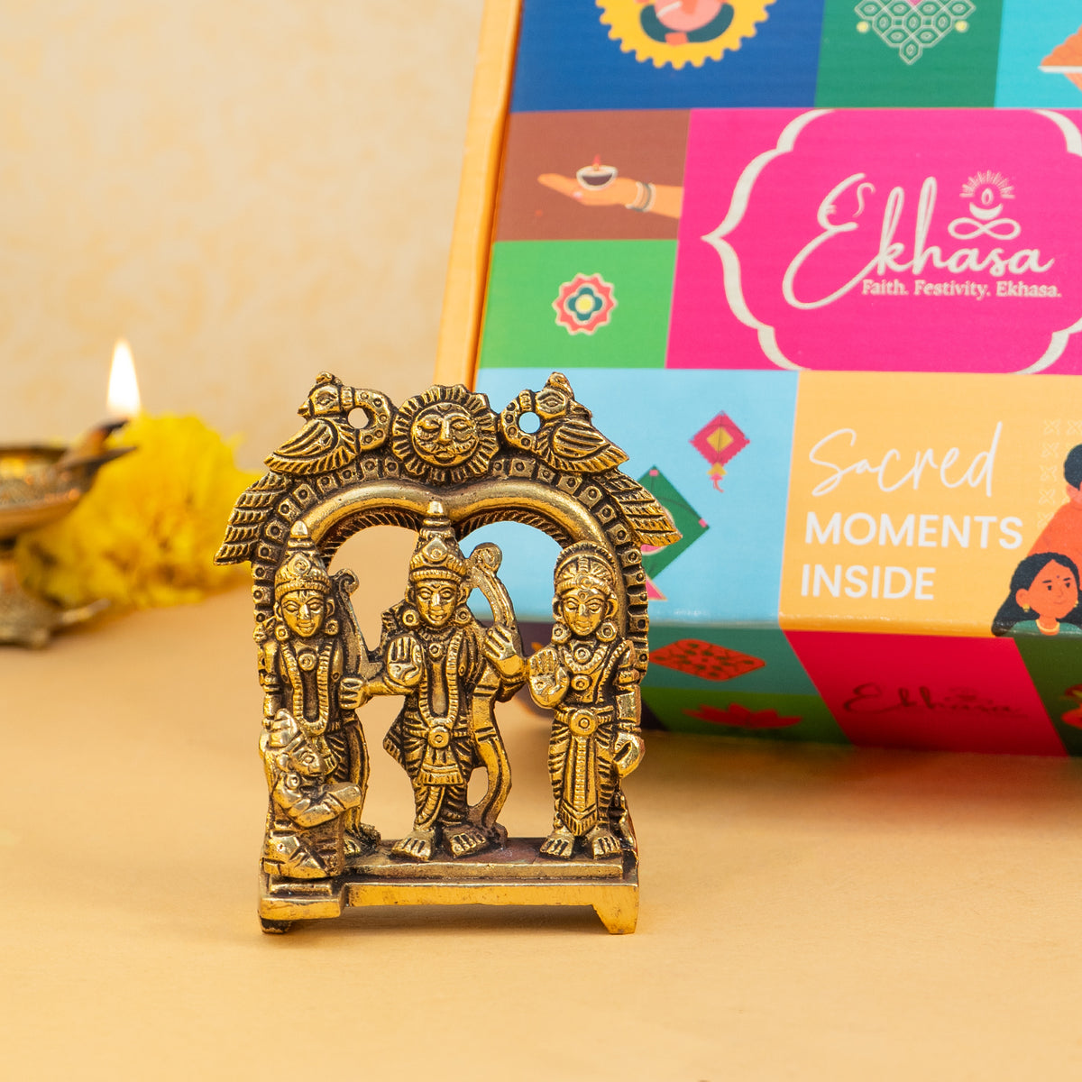 Brass Ram Darbar Idol with Gift Box for Housewarming, Wedding & Giftin ...